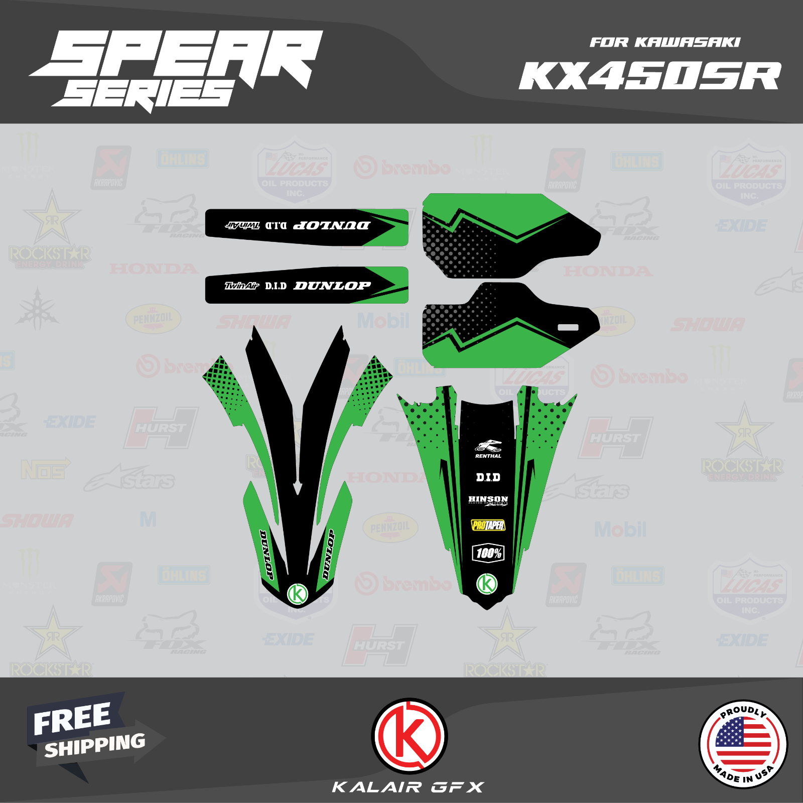 Graphics Decal Kit for Kawasaki KX450SR (2022-2023) Spear - Green | eBay