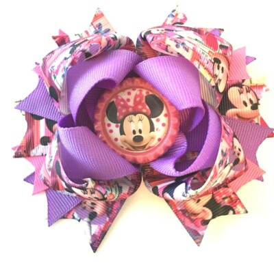Beautiful Minnie Mouse Pink and Purple inspired hair bow for girls. | eBay