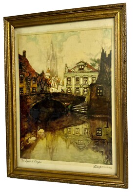 1920's Louis Rigaux Le A Dyver Bruges Signed #217 Lithograph Print 16 ...