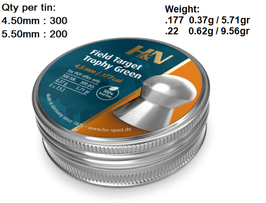 H&N Pellets .177/4.50mm & .22/5.50mm for Hunting Plinking Targets ...