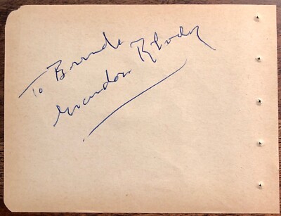 GRANDON RHODES AUTOGRAPHED SIGNED ALBUM PAGE 1950's PERRY MASON BONANZA ...