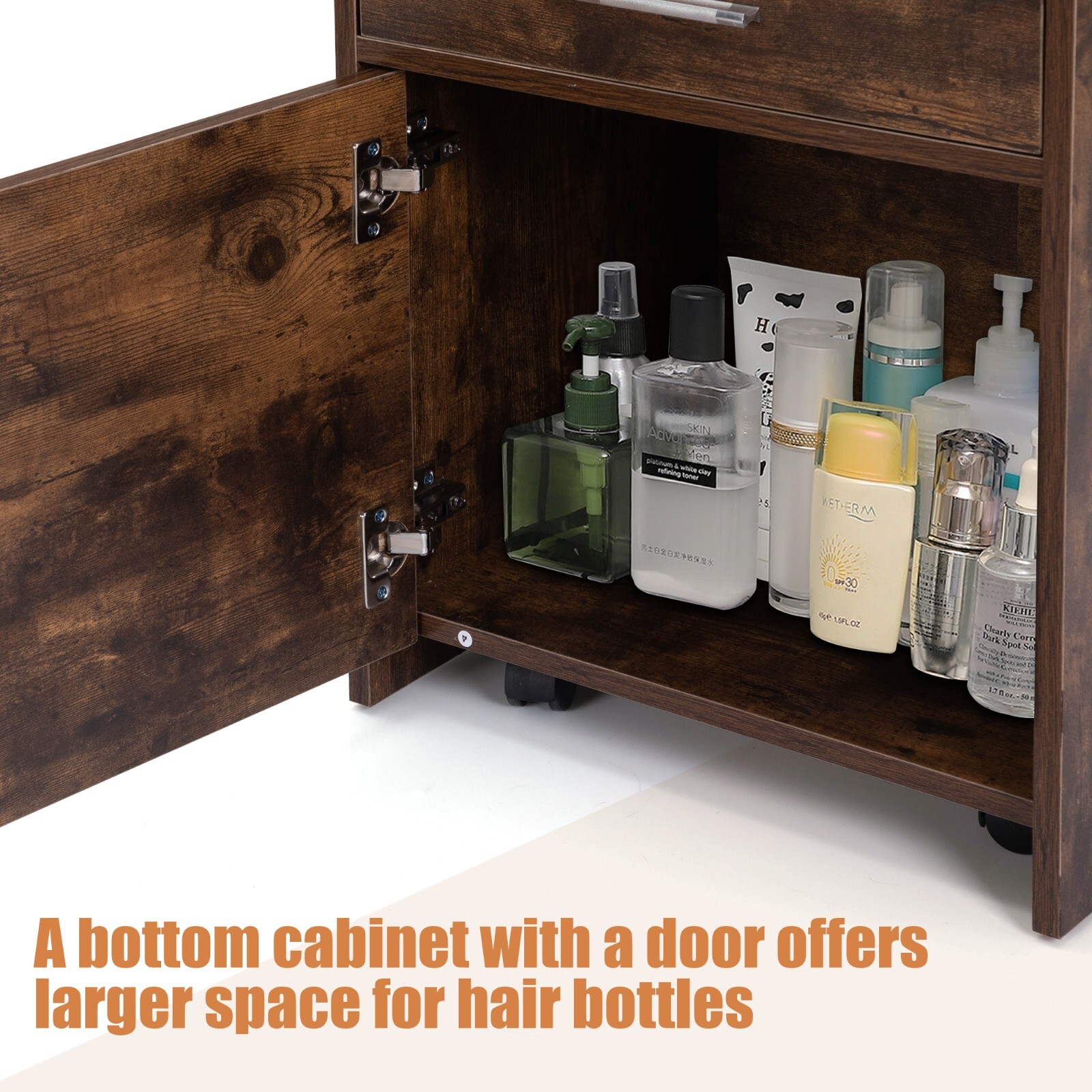 Hair Salon Trolley Wood Rolling Cart Salon Beauty Station Stylist ...