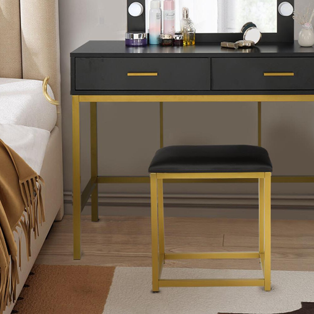 Makeup Table And Stool Black