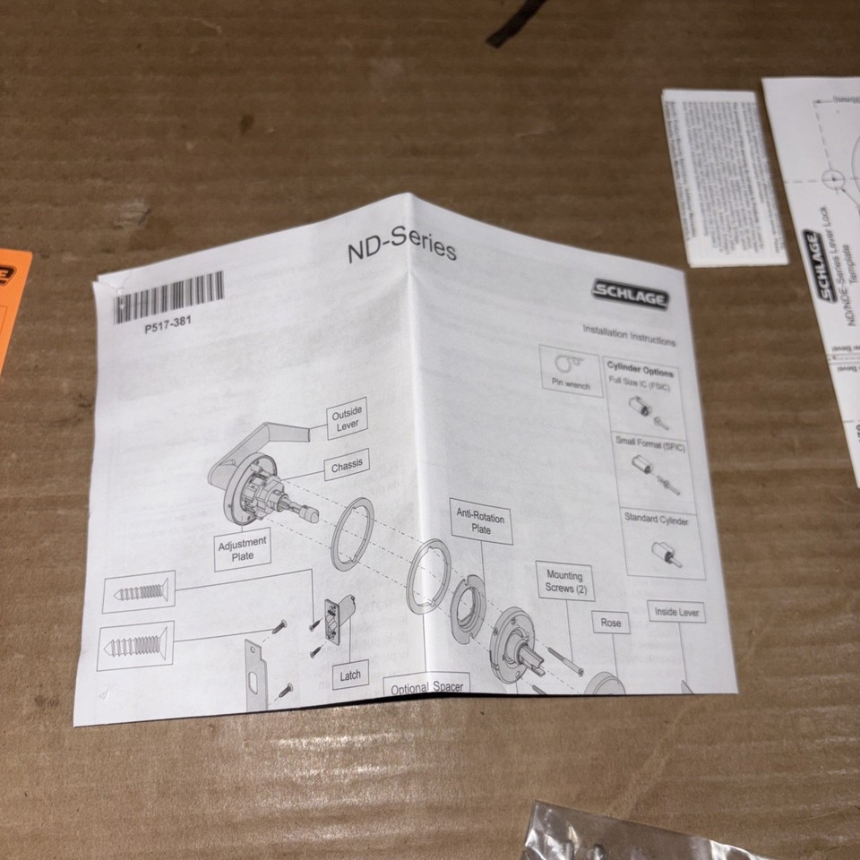 Brand New-Open Box-Schlage ND53BD SPA 626 IC Entrance Grade 1 ...