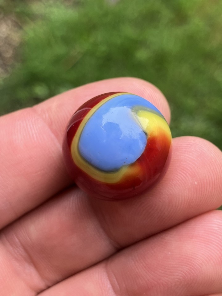Vintage Akro Agate Superman Marble .81 inch large shooter mint- 4 color ...