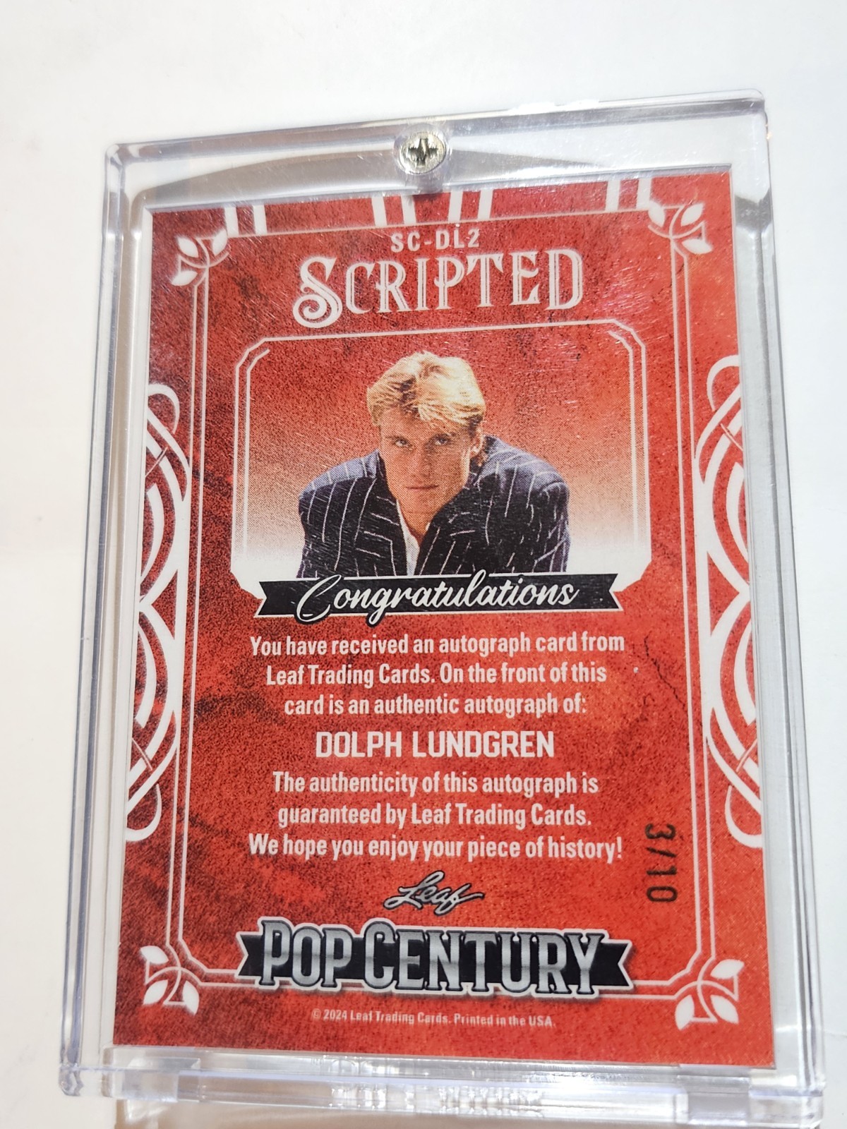 2024 LEAF POP CENTURY DOLPH LUNDGREN AUTO AUTOGRAPH CARD ROCKY HE-MAN 3 ...