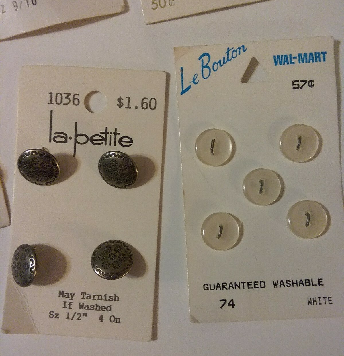 Vtg Button Assortment LaPetite LaMode LeBoutin Slimline 6 Cards (24 Buttons) | eBay