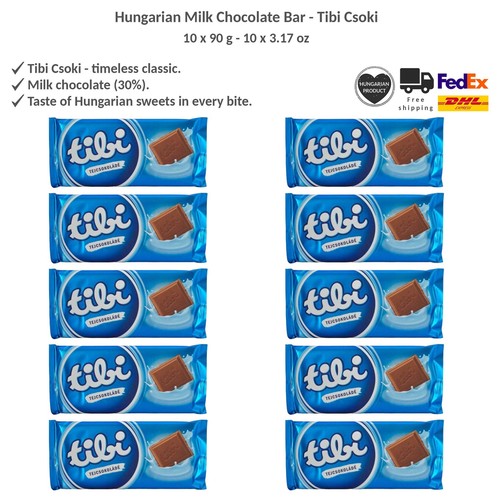 Hungarian Tibi Csoki Milk Chocolate Bar - Classic Creamy Sweetness ...