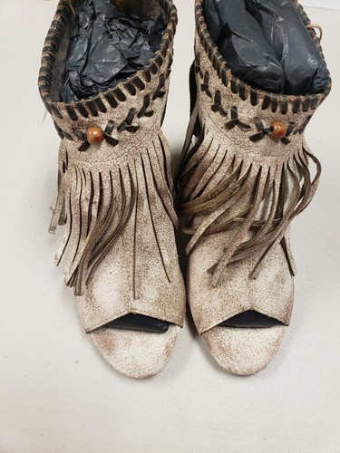 Roper Footwear Women's Bettina Fringe Open Toe Heeled Sandals Tan Size ...