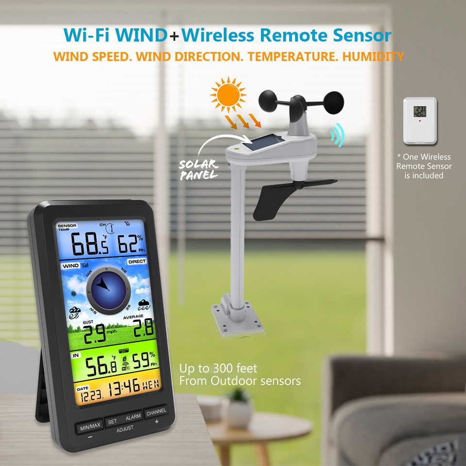 Smart Weather Station W/Temp Humidity Wind Speed for Indoor and Outdoor ...
