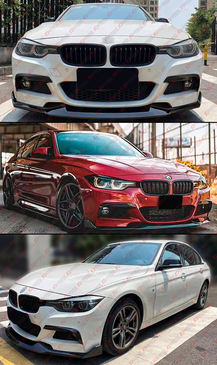 For 2012-18 BMW F30 F31 M Sport Glossy Black MAD Style Front Bumper Lip ...