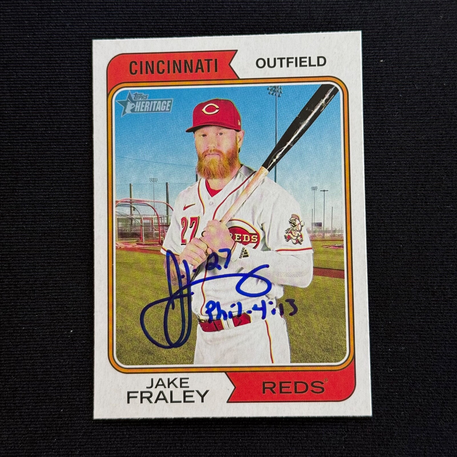JAKE FRALEY Signed Autographed 2023 Topps Heritage Baseball Card Cincy ...