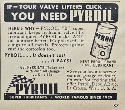 Pyroil Super Lubricants La Crosse WI Quiet Lifters Checkered Flag Print ...