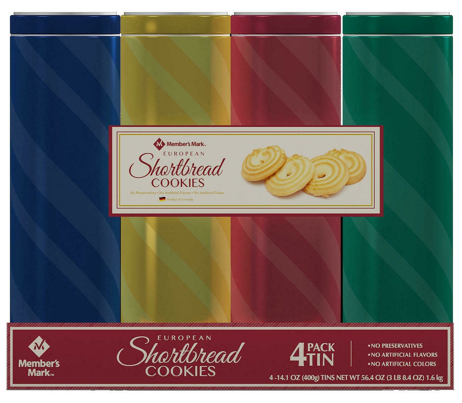 Member's Mark European 4-Pack Tin Shortbread Cookies 56.4 oz ...