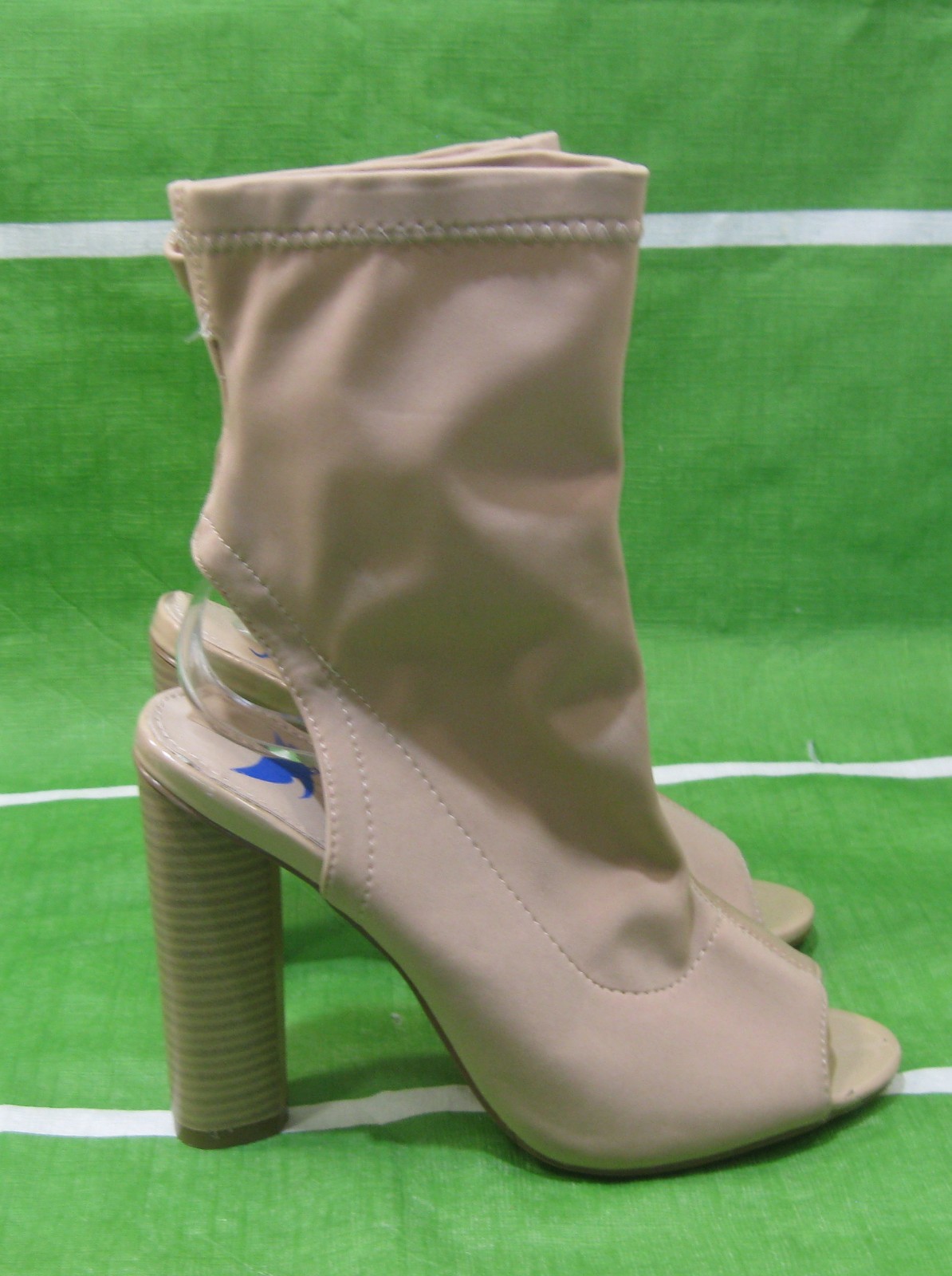 new ladies skintone 4.5"High Block Heel ankle strap Open Toe Shoes ...