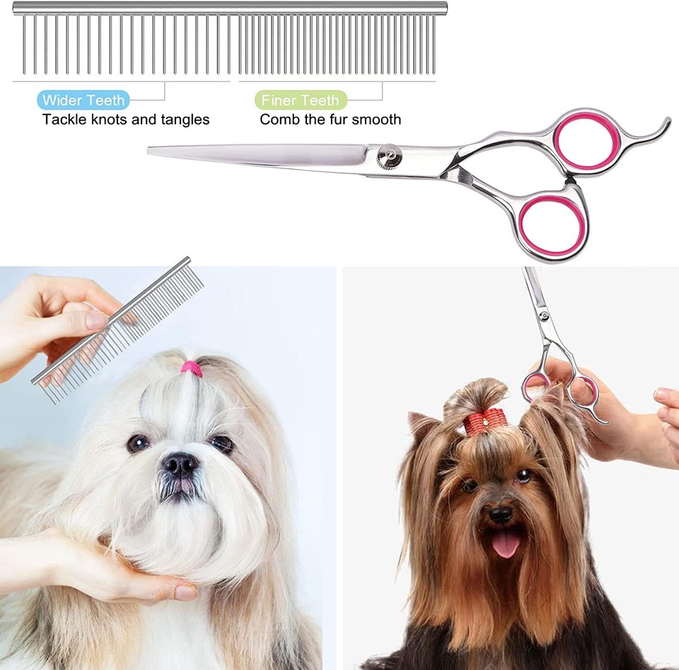 Professional Hair Fur Cutting Scissors Pet Dog Grooming Curved Shears ...