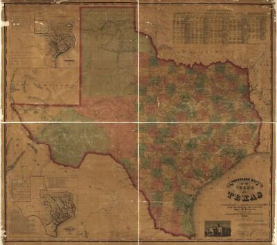 Map of Texas from 1862, 1800's Map of TX, New Reproduction | eBay