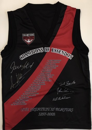 JAMES HIRD & SIMON MADDEN Signed Jumper Essendon Greatest 25 Players ...