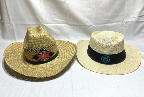 2 Straw Hats DOS EQUIS Beer Cowboy Hat & GE GENERAL ELECTRIC Imperial ...