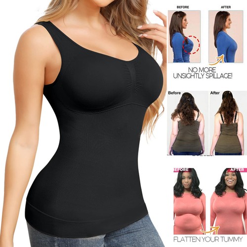 Women's Cami Built In Bra Shaper Shapewear Tank Top Underwear Tummy ...