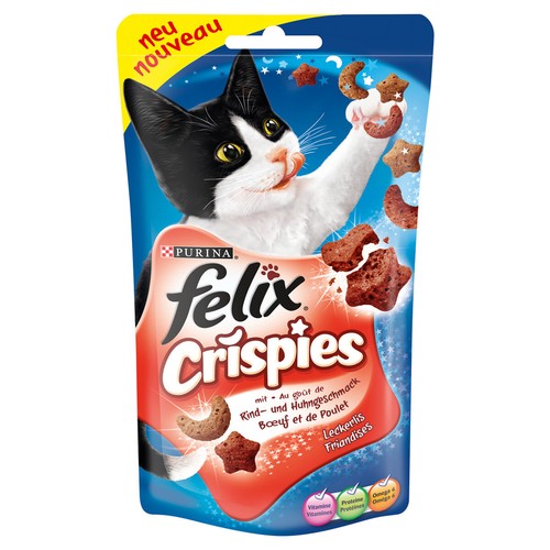 Felix Crispies Avec Bœuf & Poulet 45 G - 8 Pièce, Snack pour Chats ...