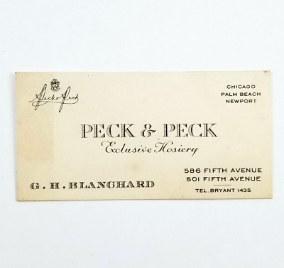 Antique Business Card Peck And Peck Exclusive Hosiery G H Blanchard New ...