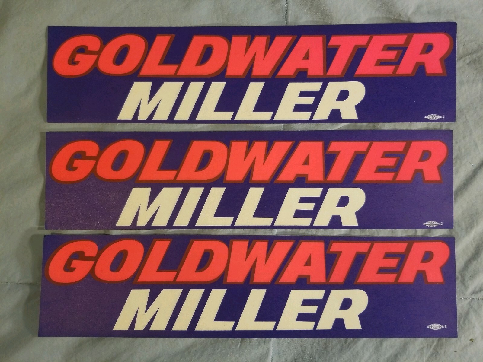 Lot of 3 Vtg Goldwater Miller Barry Goldwater Political Bumper Sticker ...
