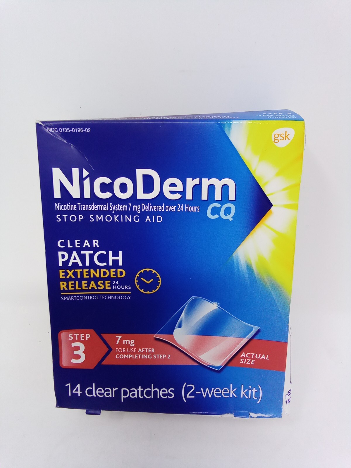 NicoDerm CQ Step 3 7mg Clear Nicotine Patch - 14 Count. Exp 01/24 ...
