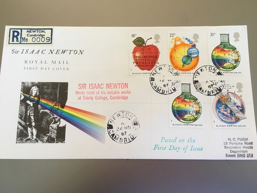 GB STAMPS RARE CDS FIRST DAY COVER 1987 ISAAC NEWTON , NEWTON CAMBRIDGE ...