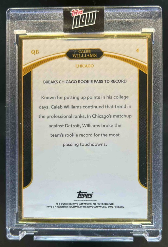 2024 Topps Now Rookie Campaign Caleb Williams Gold Framed Rookie RC #30 ...