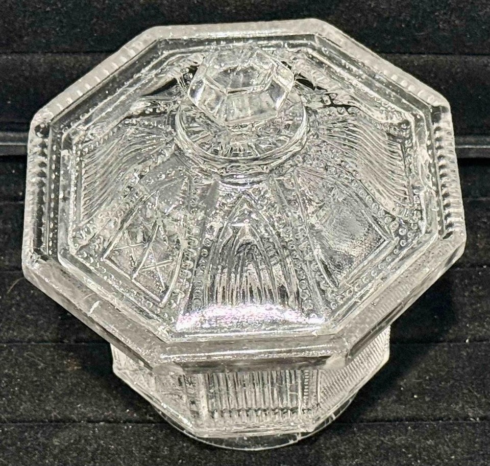 Antique Sandwich Glass Gothic Arch Flint Glass Covered Sugar Bowl, c ...