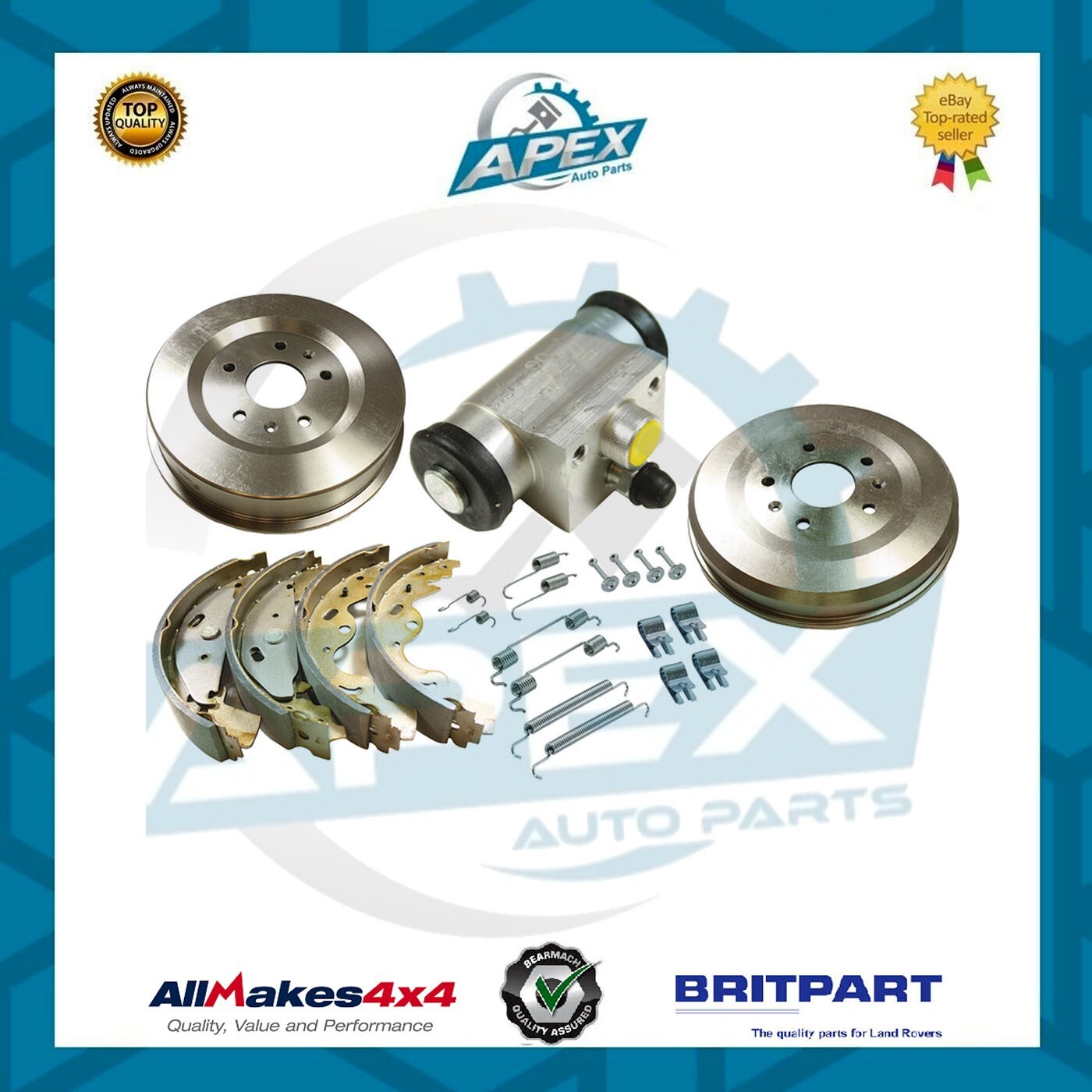 REAR BRAKE DRUMS CYLINDERS SHOES & SPRING OVERHAUL KIT FOR FREELANDER 1 ...