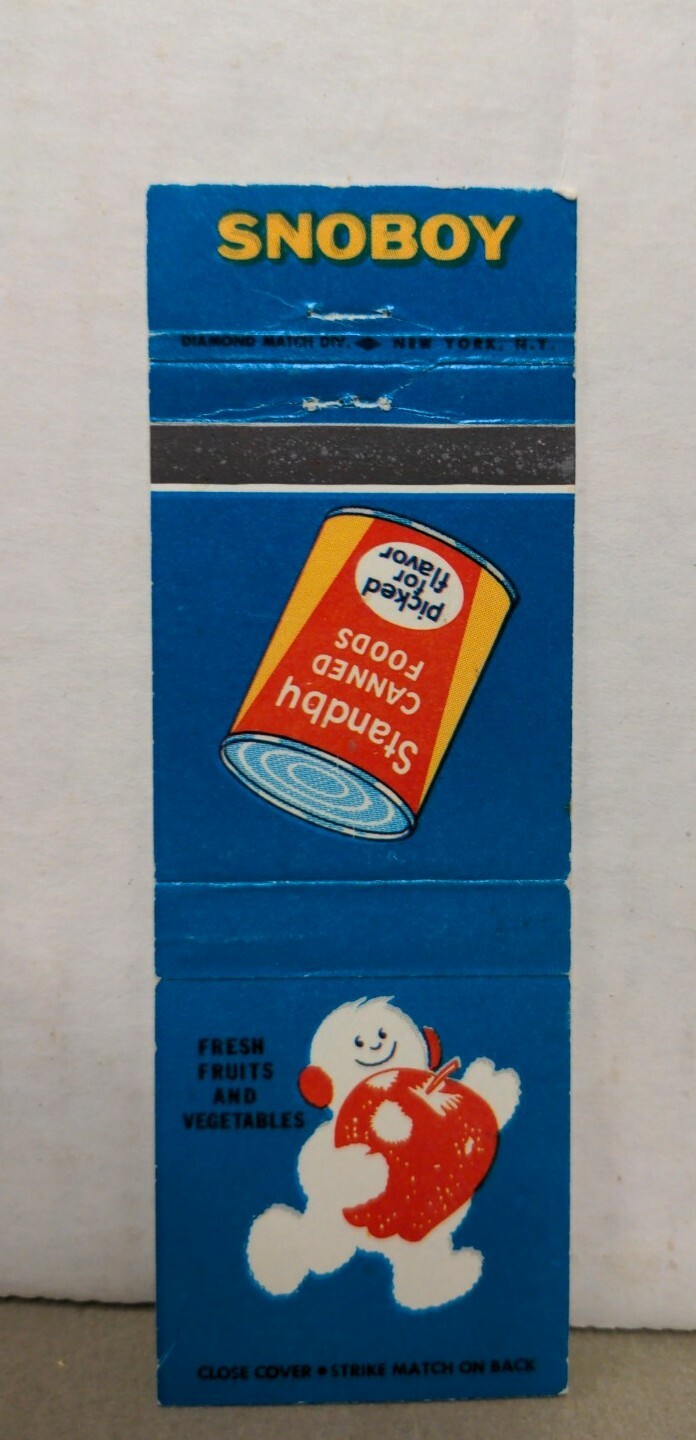 Vintage Snoboy Fruits Vegetables Matchbook Cover Standby Canned Foods ...