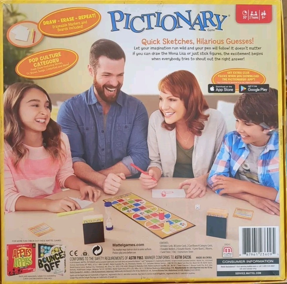 Pictionary Pop Culture Board Game Erasable Markers Mattel Games DKD47 ...