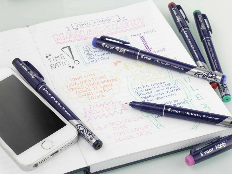 Pilot Frixion Eraseble Fineliner SW-FF Marker Pen 1.3mm - All 12 ...