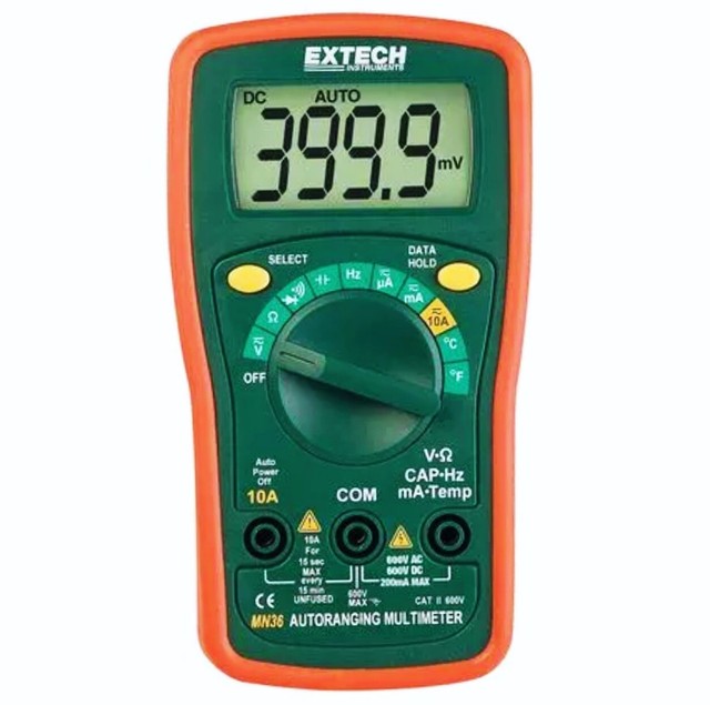 Extech EX330 Autoranging Mini Multimeter with NCV and Type K ...