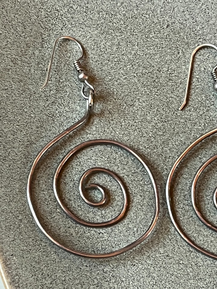 Vintage Large Nonmagnetic Silver Wire Swirl Dangle Earrings for Pierced ...