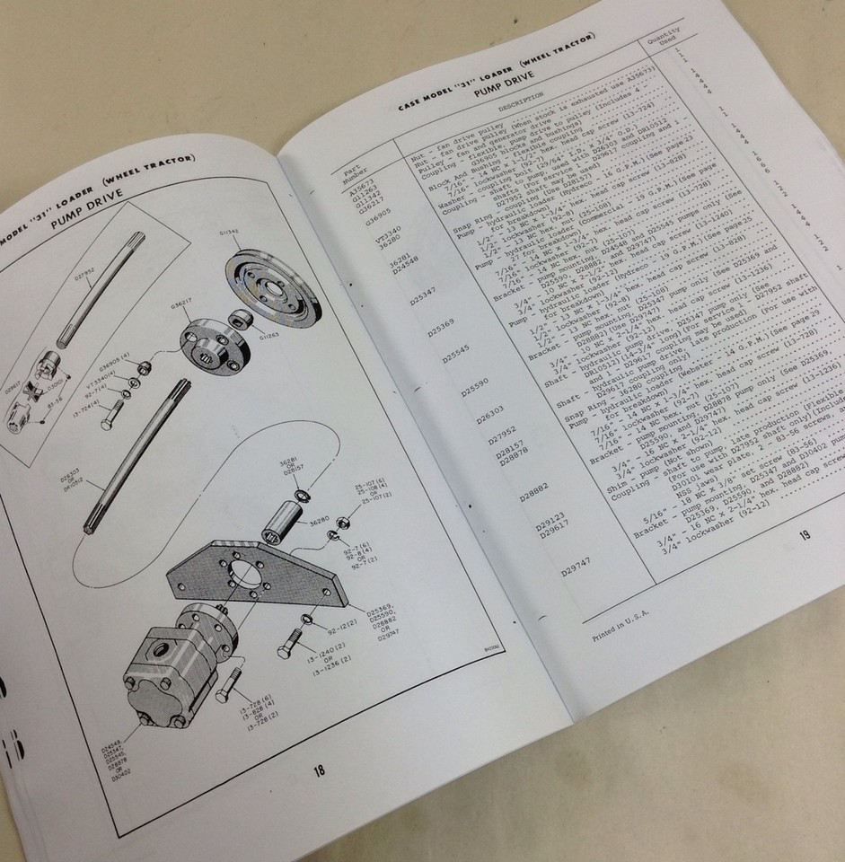 J I Case Model 31 Loader For 530 540 Wheel Tractors Parts Catalog ...