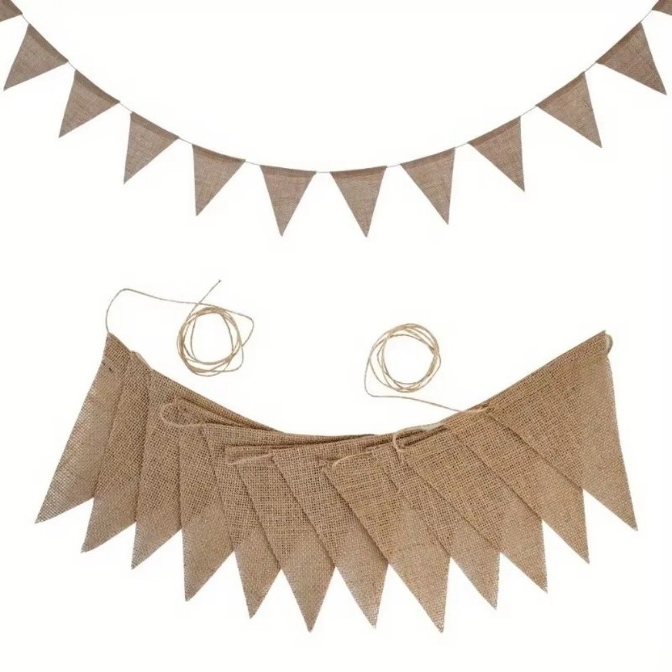 Multicolor Pennant Flags Triangles Photo Prop Banners Hessian Wedding ...