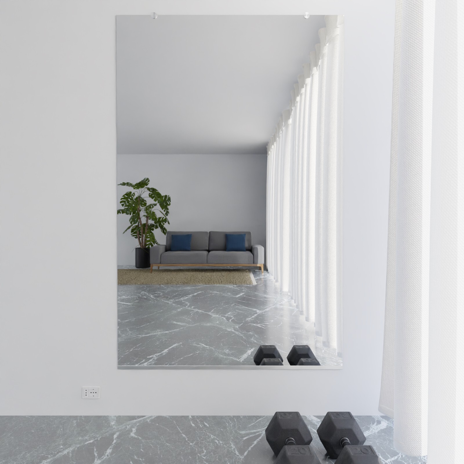 Gym Mirror Wall Mounted Kit with Safety Backing for Dance and Workout ...