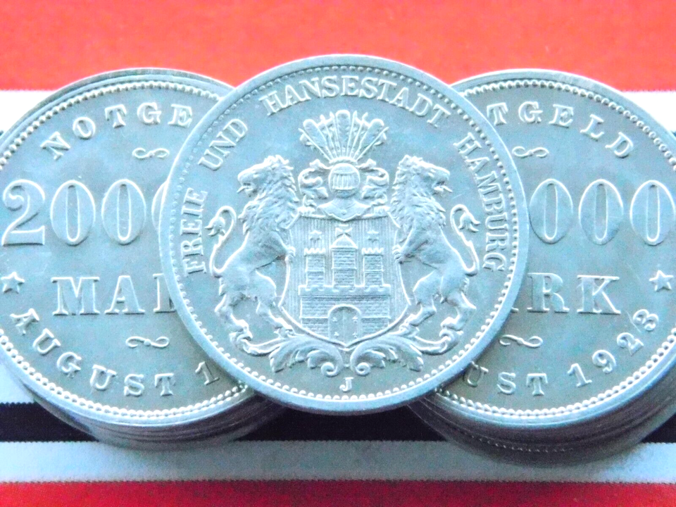GERMAN Notgeld 200000 MARK City of HAMBURG 1923 J Alu Coin Emergency ...