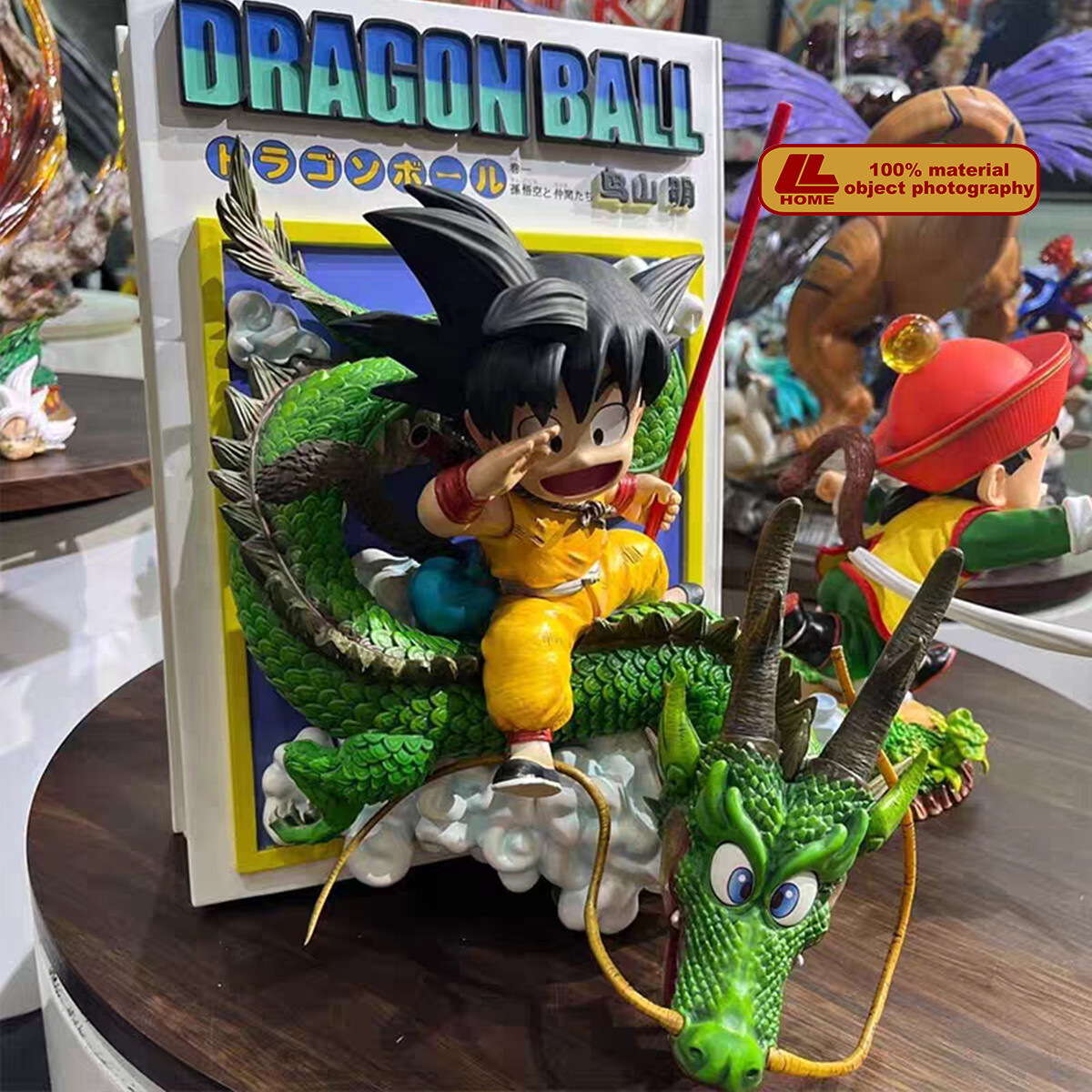 Anime Dragon Ball Z Title page kid Son Goku ride Shenron Figure Statue ...