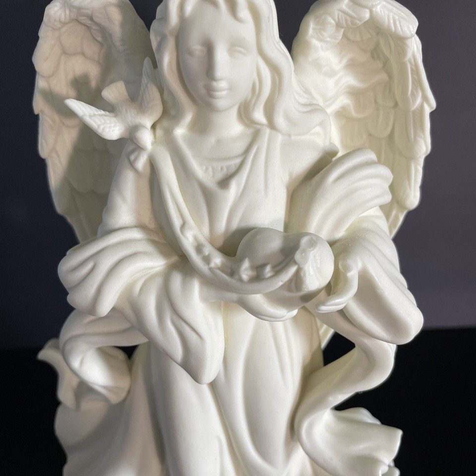 PartyLite Angel of Peace Angel Holding Ribbon with Doves Taper Candle ...