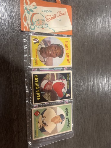 1959 Santa Gift Pack With Hank Arron Duke Snider And Vida Pinson All On ...