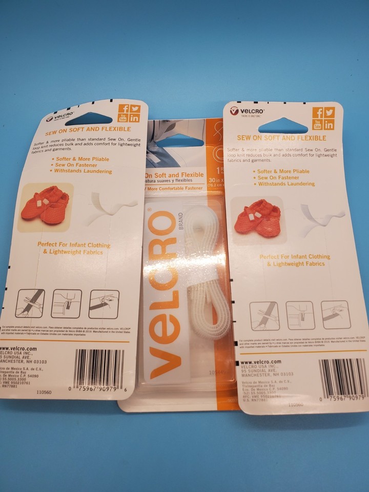 3x VELCRO BRAND SEW ON SOFT AND FLEXIBLE 1 roll 30IN X5/8" | eBay