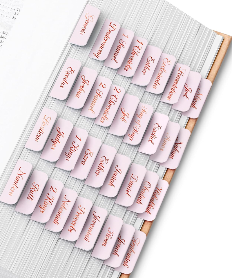 Mr. Pen- Bible Tabs, 75 Pcs, Soft Pink, Bronze Foil Lettering ...