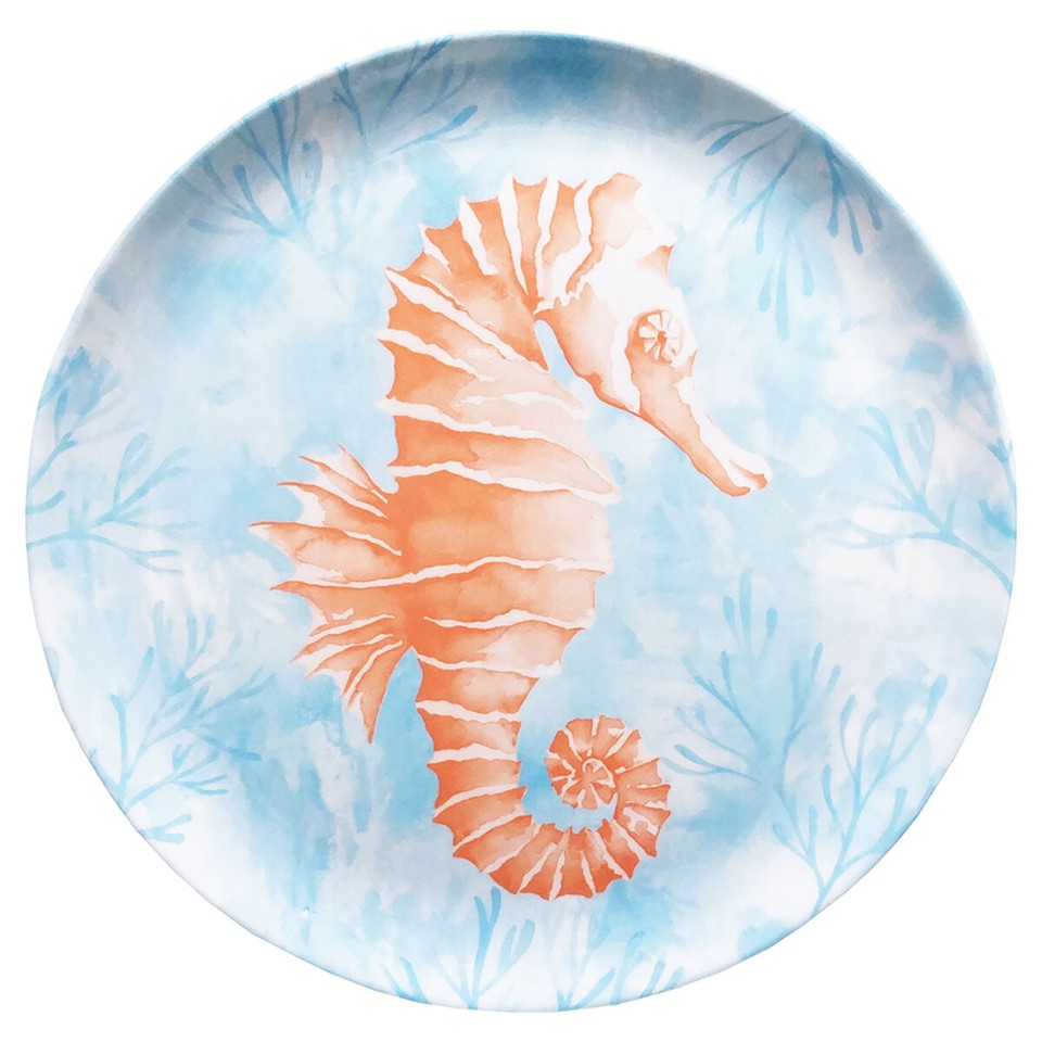 Sea Life Plates Set 4 Melamine 11" Indoor Outdoor Beach Nautical | eBay