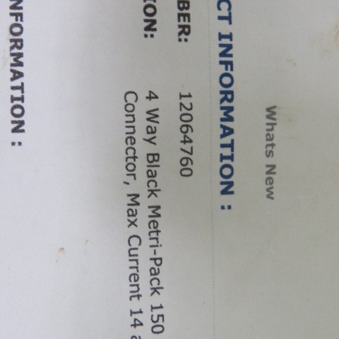 DELPHI 12064760 Qty of 100 per Lot 4 WAY BLACK METRIPACK 150 UNSEALED ...