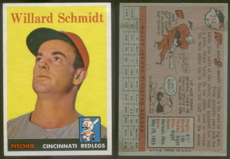 (7963) 1958 Topps 214 Willard Schmidt Redlegs-EX+ | eBay