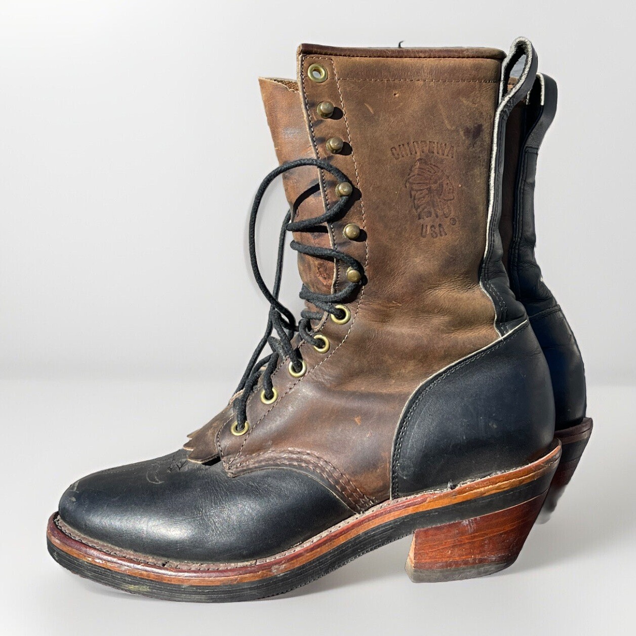 US Made Chippewa Crazy Horse Packer Boot Mens Leather USA Sz 6.5 M/8.5 ...